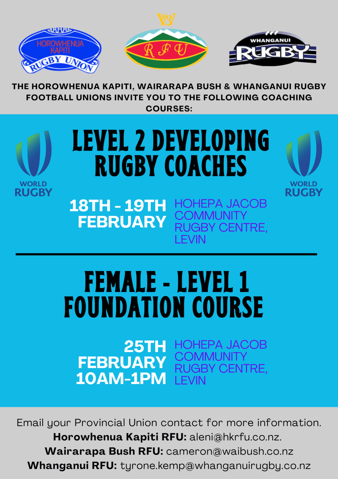 Upcoming Coaching Courses – World Rugby DRC Level 2 & Female – Level 1 ...